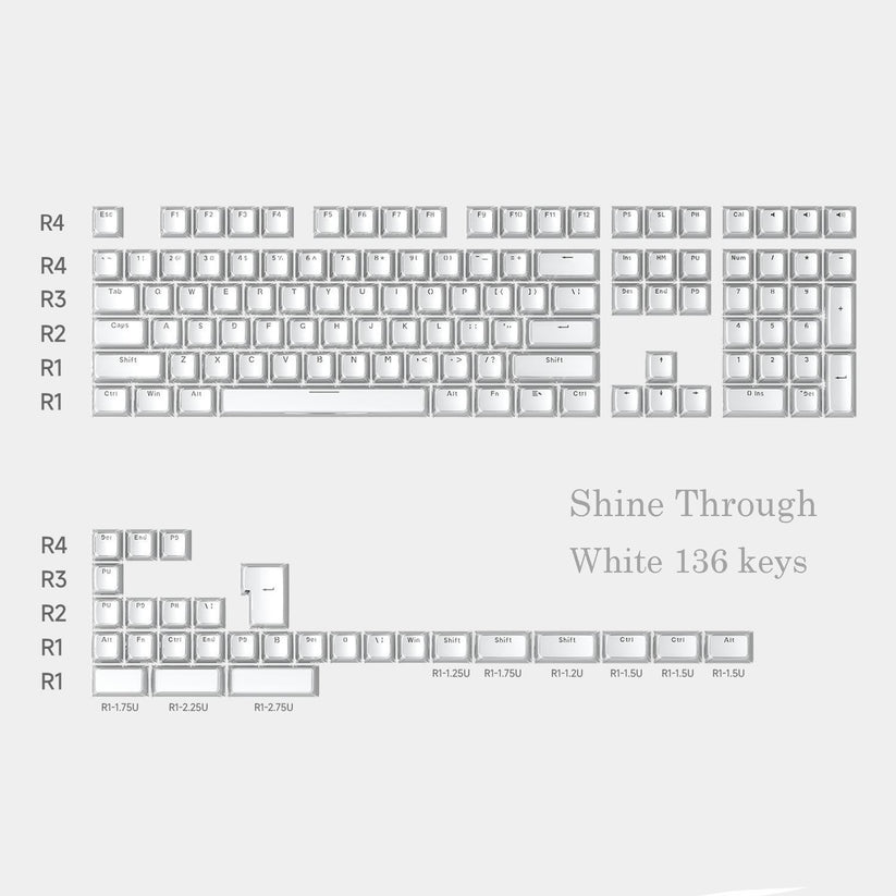 YMDK Crystal Jelly Pudding Keycaps 136 Keys Backlit Keycap Double Shot