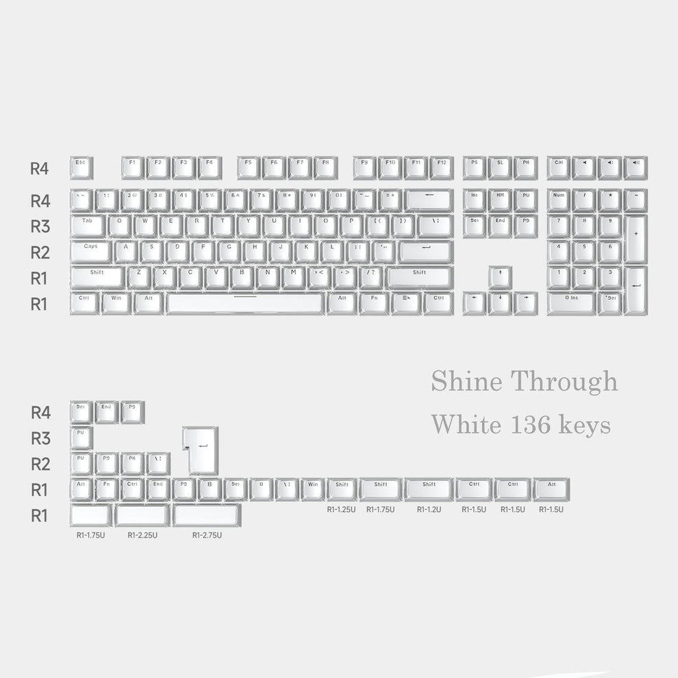 YMDK Crystal Jelly Pudding Keycaps 136 Keys Backlit Keycap Double Shot