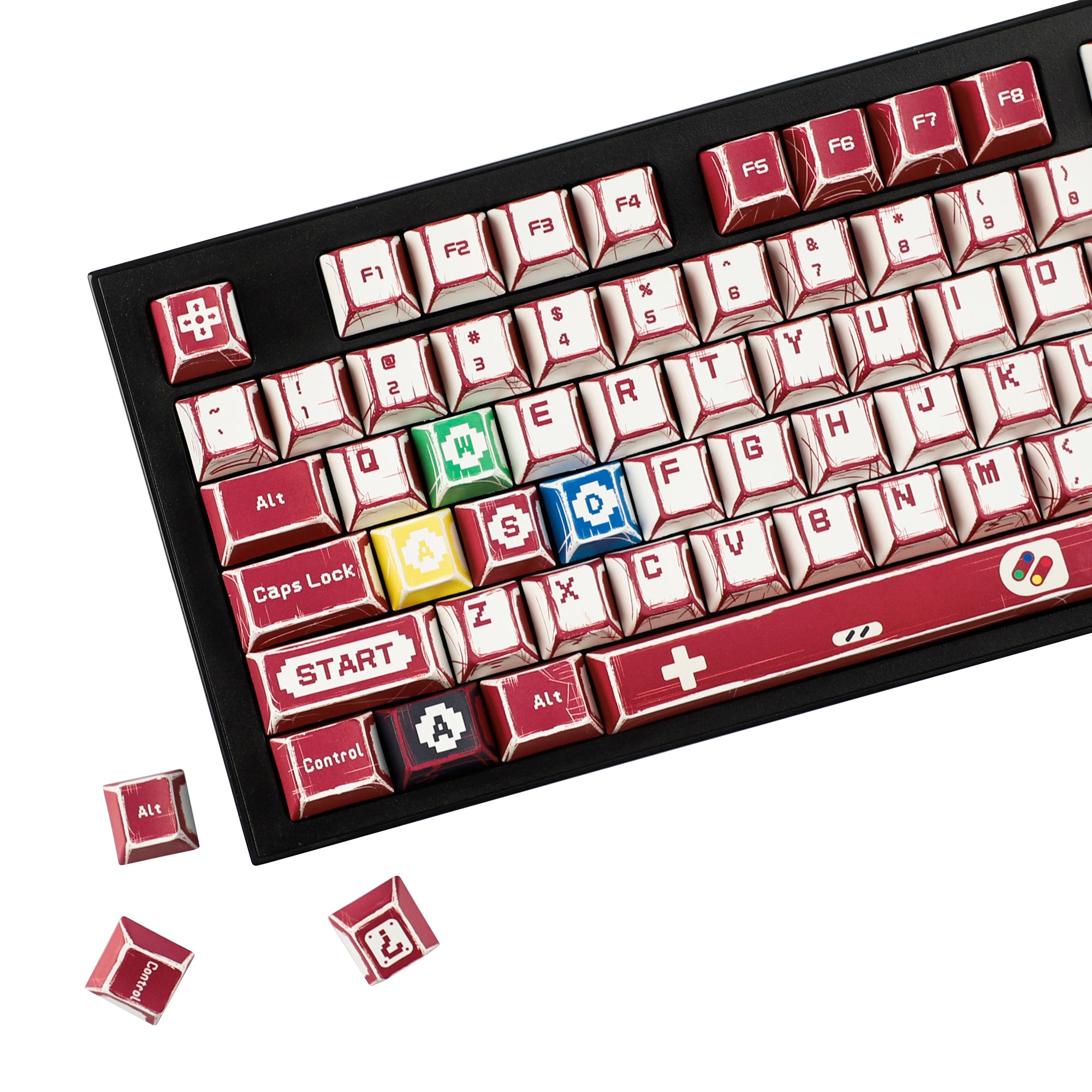 YMDK 137 Gameboy Retro Manga Keycaps Dye Sub Cherry Profile for 61/68/