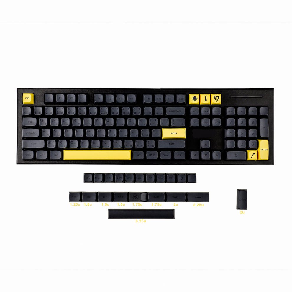 YMDK 125 ZDA Profile Gentleman Japanese XDA v2 Dye Sub PBT Yellow Gray